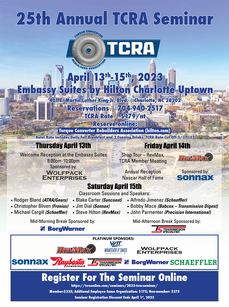 2023 TCRA Seminar – TCRA, Torque Converter Rebuilders Association